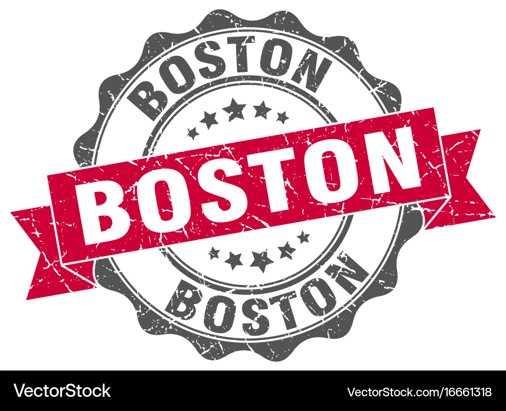 Boston round ribbon seal Royalty Free Vector Image