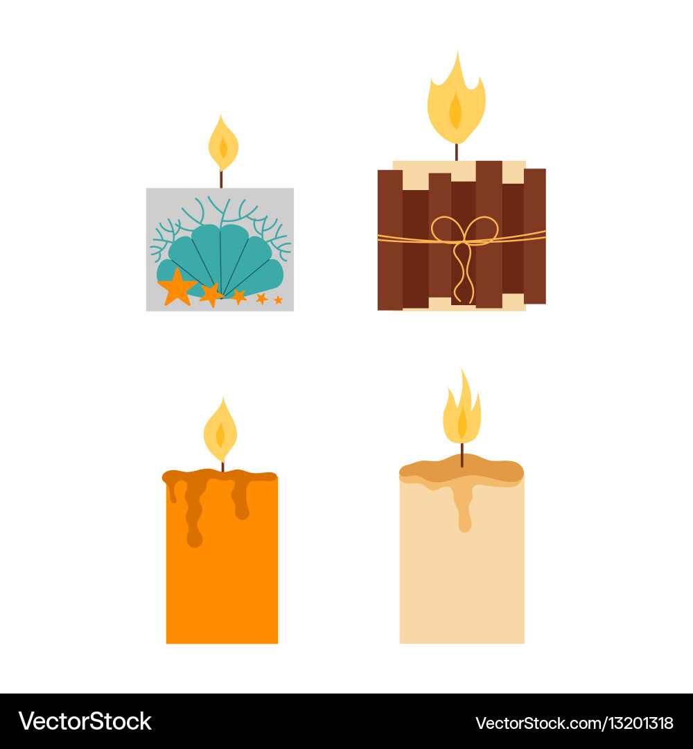 Candles romantic wax party decoration Royalty Free Vector