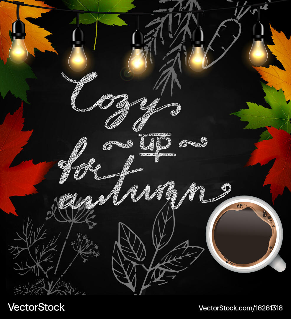 Chalkboard with autumn leaves Royalty Free Vector Image
