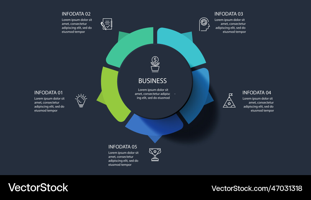 Diagram concept for infographic with 5 steps Vector Image