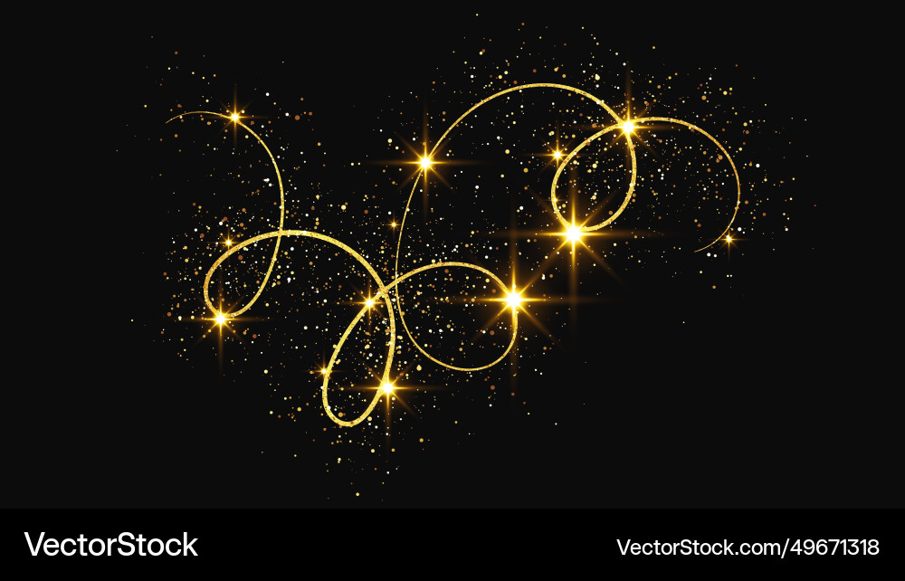 Gold glittering confetti wave and stardust Vector Image