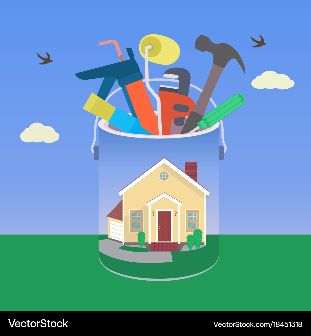 House with tool in colorful design Royalty Free Vector Image