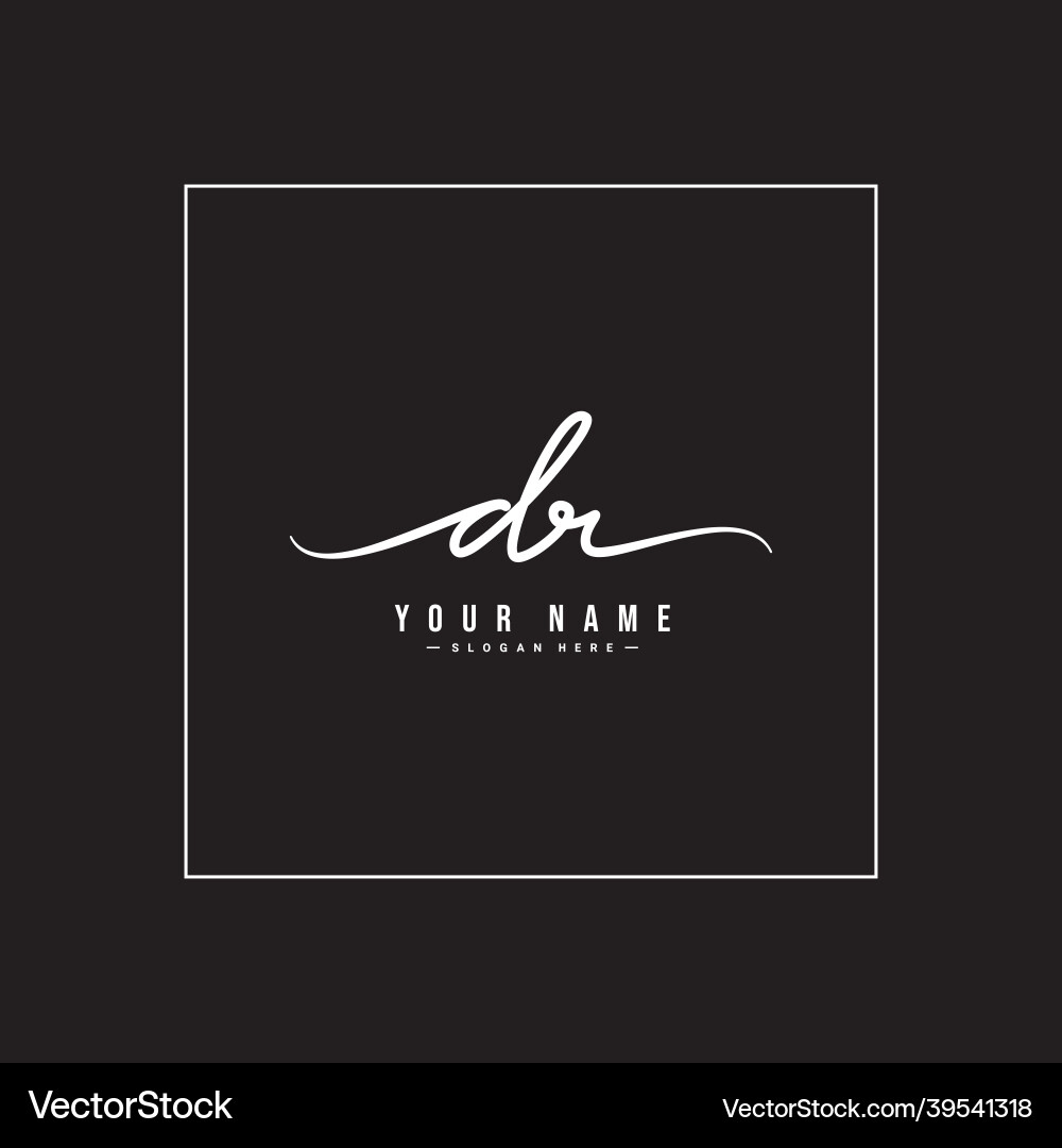 Initial letter dr logo - hand drawn signature Vector Image