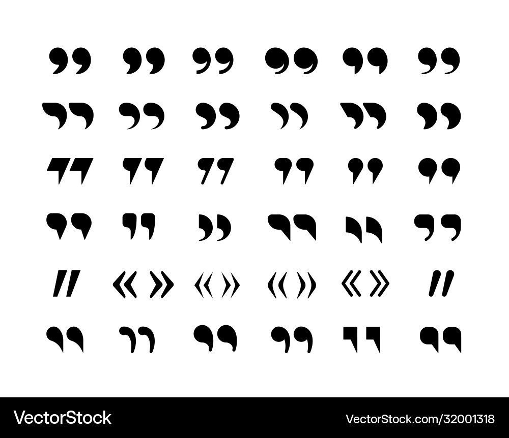 Quotation marks set black quotation marks Vector Image