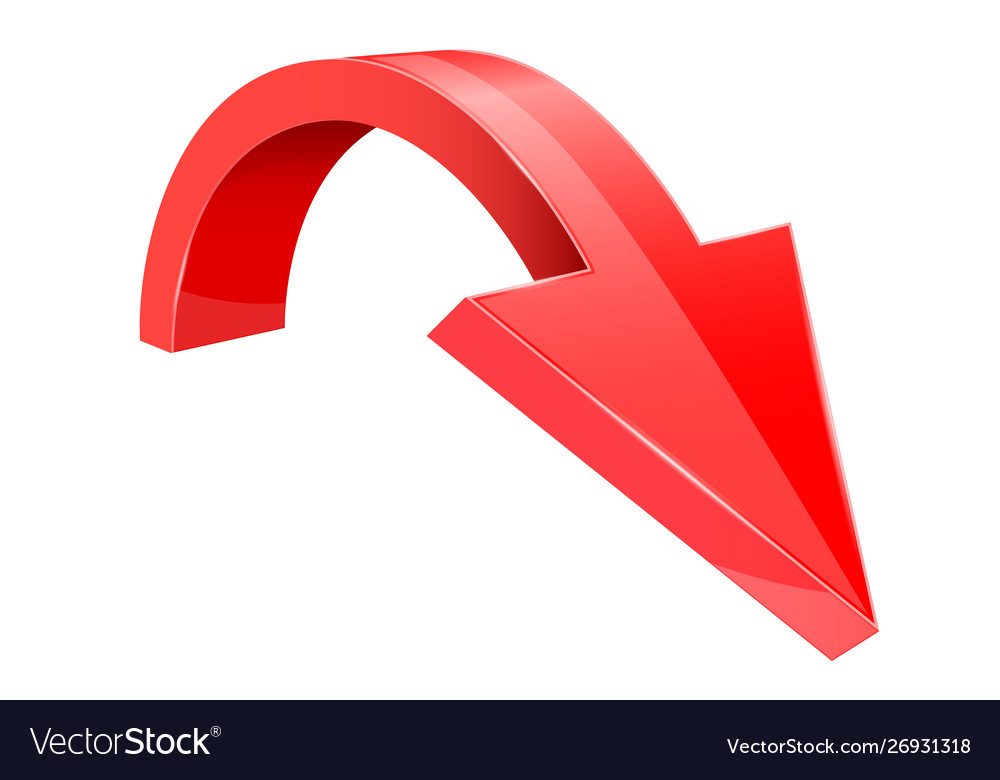 Red down arrow 3d element Royalty Free Vector Image