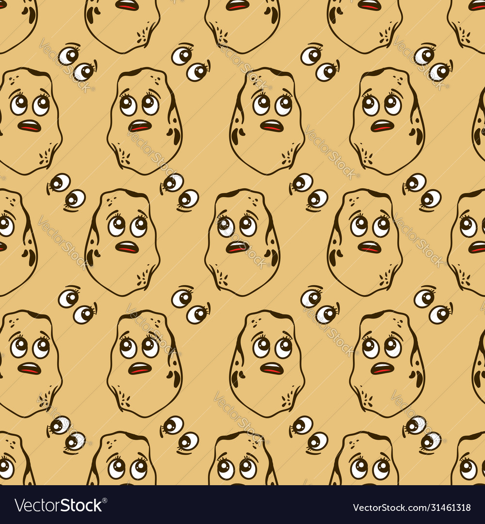 Scared potato pattern on white background Vector Image