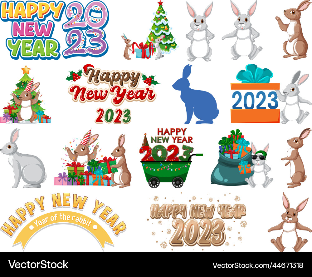 Set of 2023 new year element icon Royalty Free Vector Image