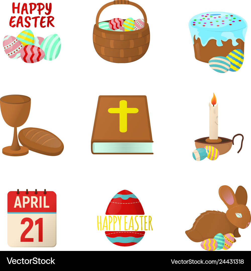 Set of easter icons happy easter on white Vector Image