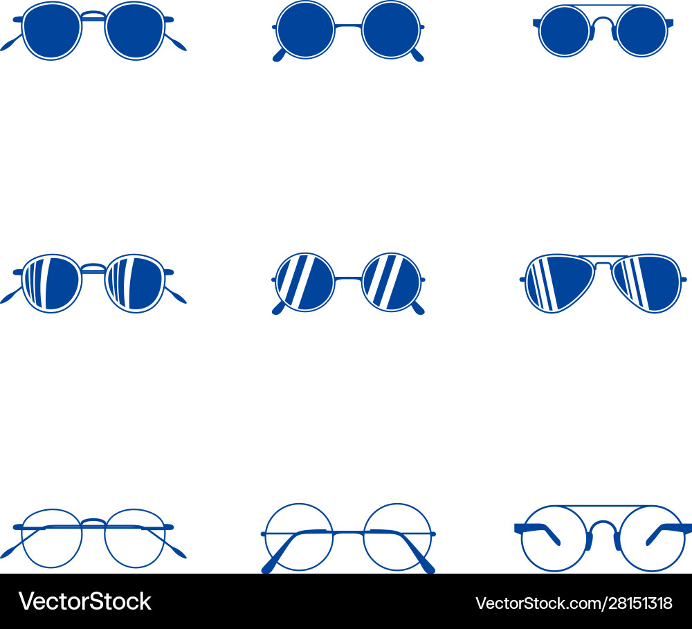 Set sunglasses icon template eyeglasses geek Vector Image