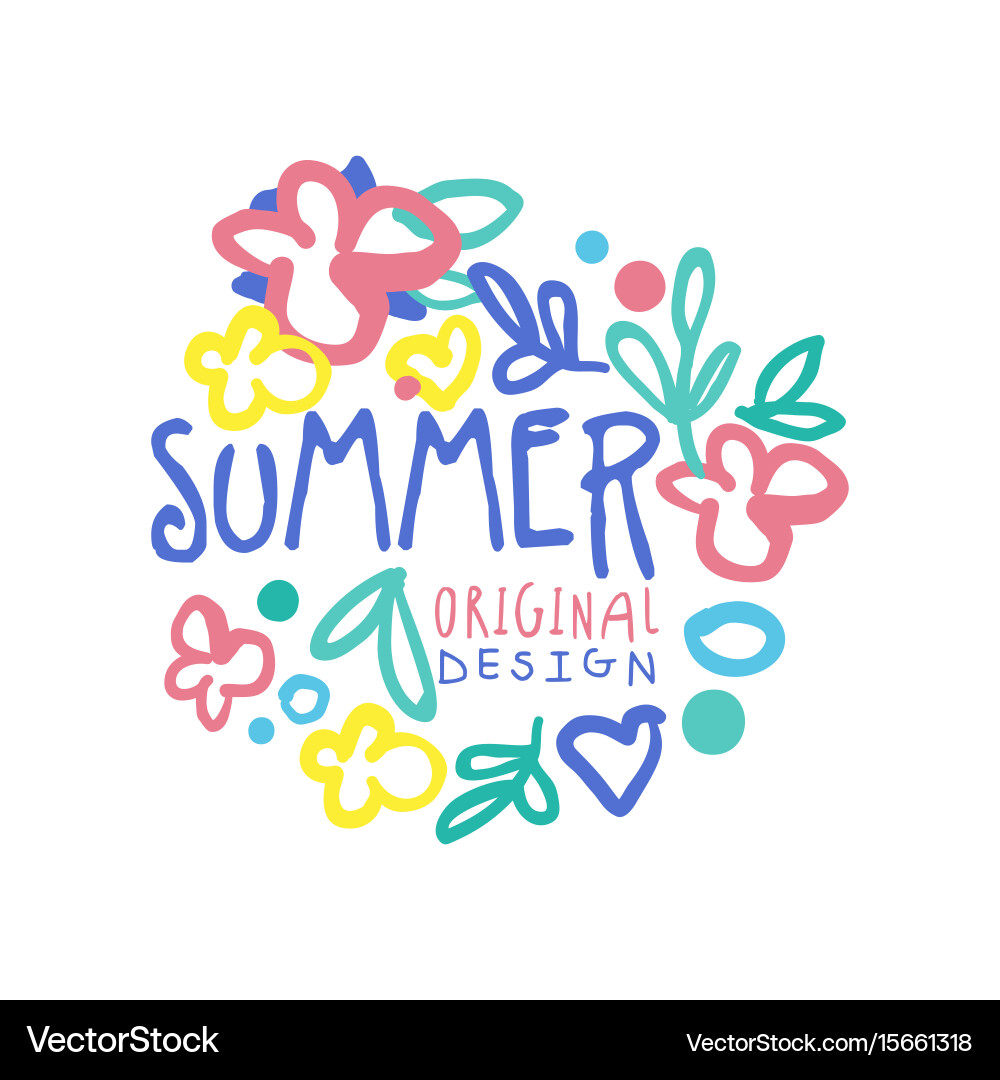 Summer logo template original design colorful hand