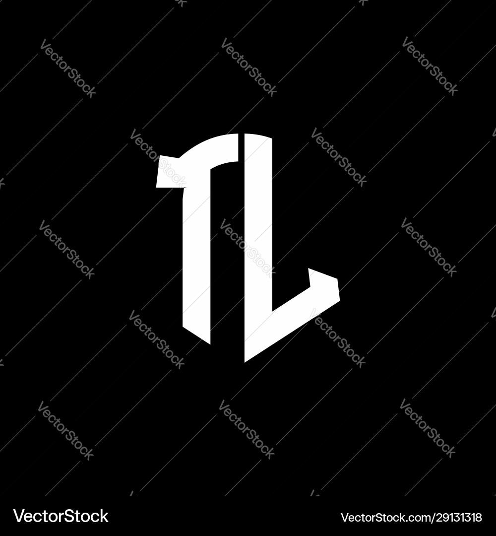 Tl monogram letter logo ribbon with shield style Vector Image