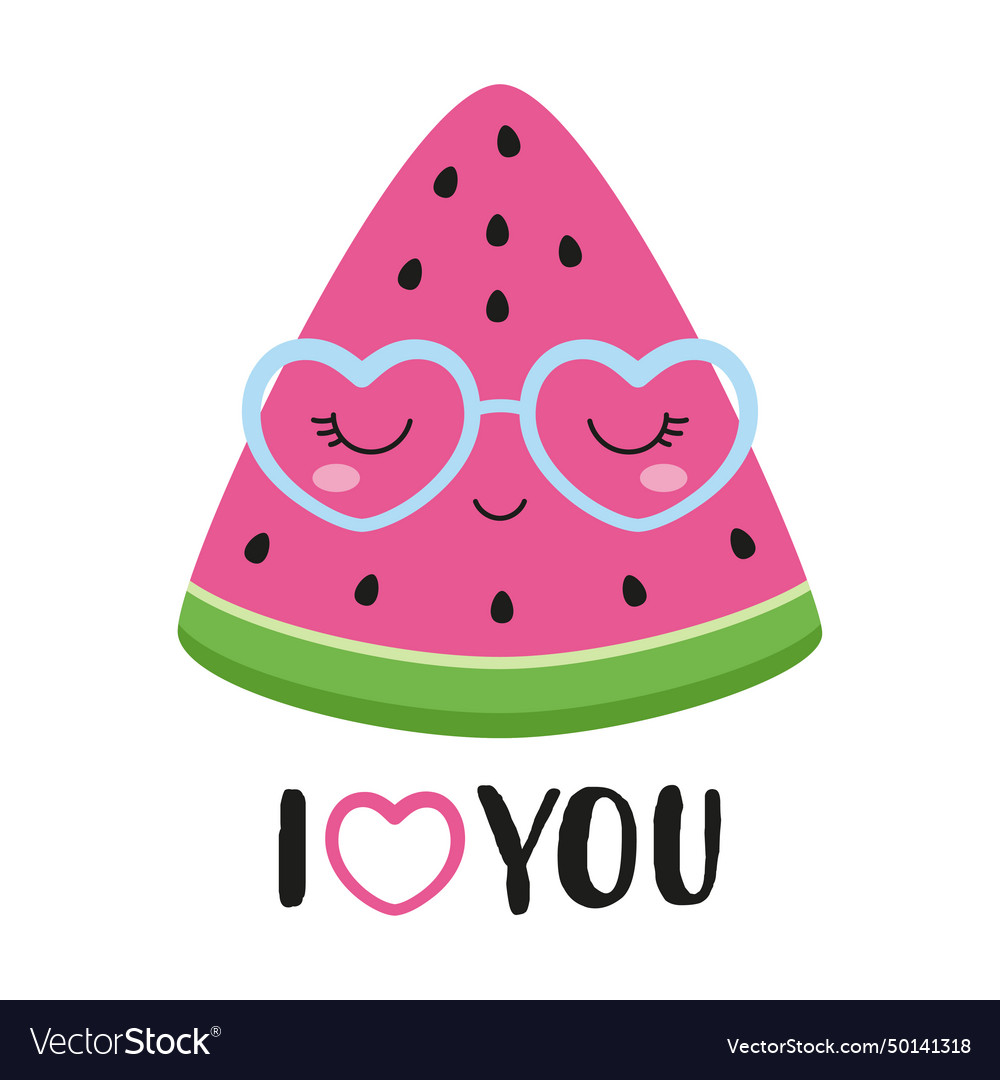 Valentines card with watermelon Royalty Free Vector Image
