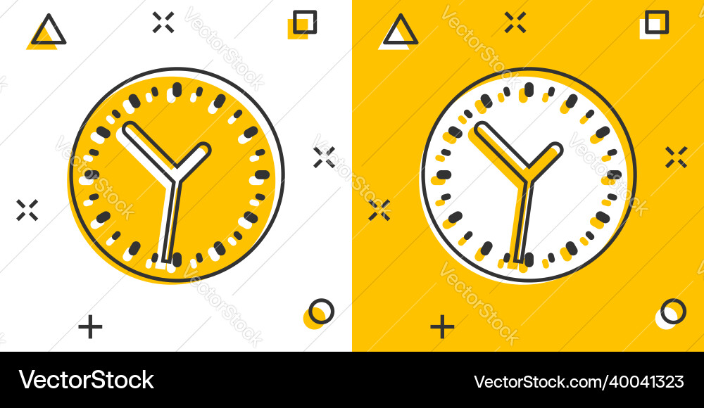Clock icon in comic style watch cartoon on white Vector Image