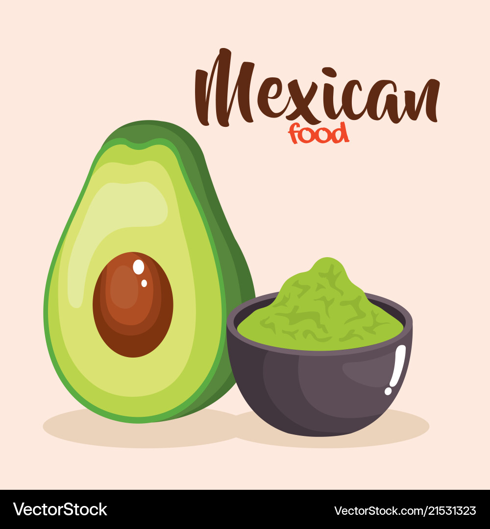 Delicious mexican guacamole sauce Royalty Free Vector Image