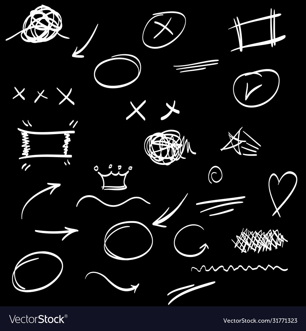 Hand drawn set abstract doodle elements Royalty Free Vector