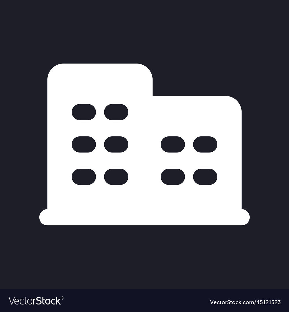 Hotel dark mode glyph ui icon Royalty Free Vector Image