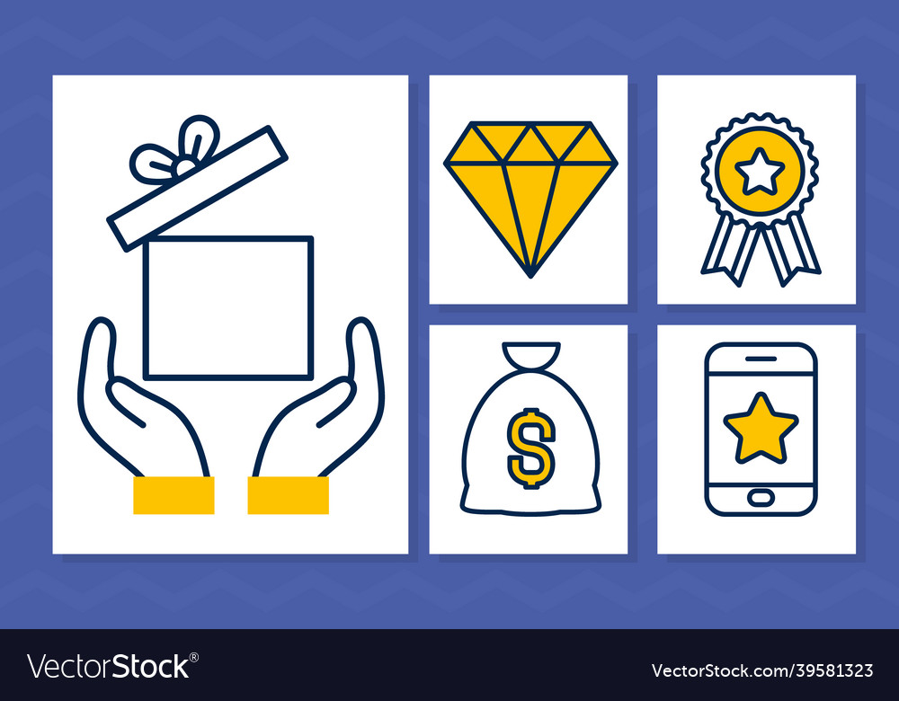Loyalty program icons set Royalty Free Vector Image