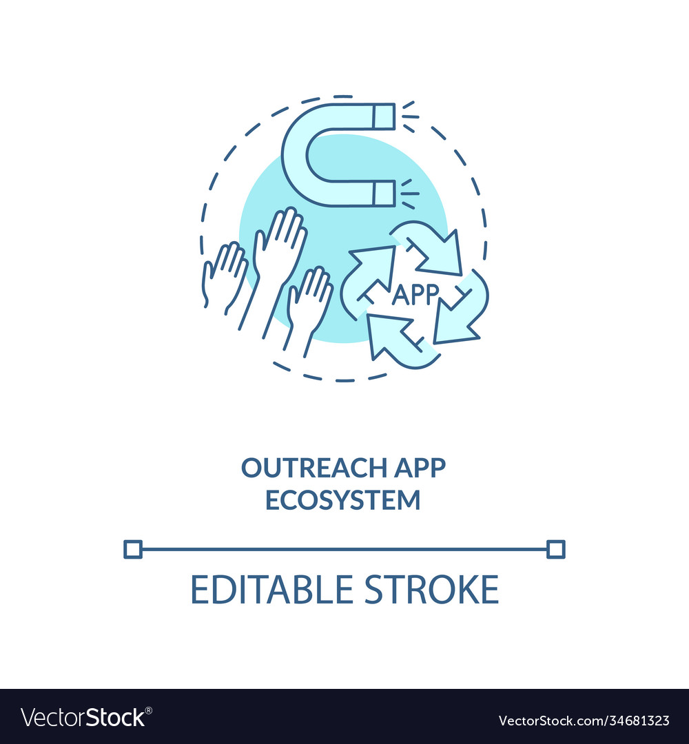 Outreach app ecosystem concept icon Royalty Free Vector