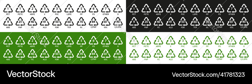 Plastic recycle symbols Royalty Free Vector Image