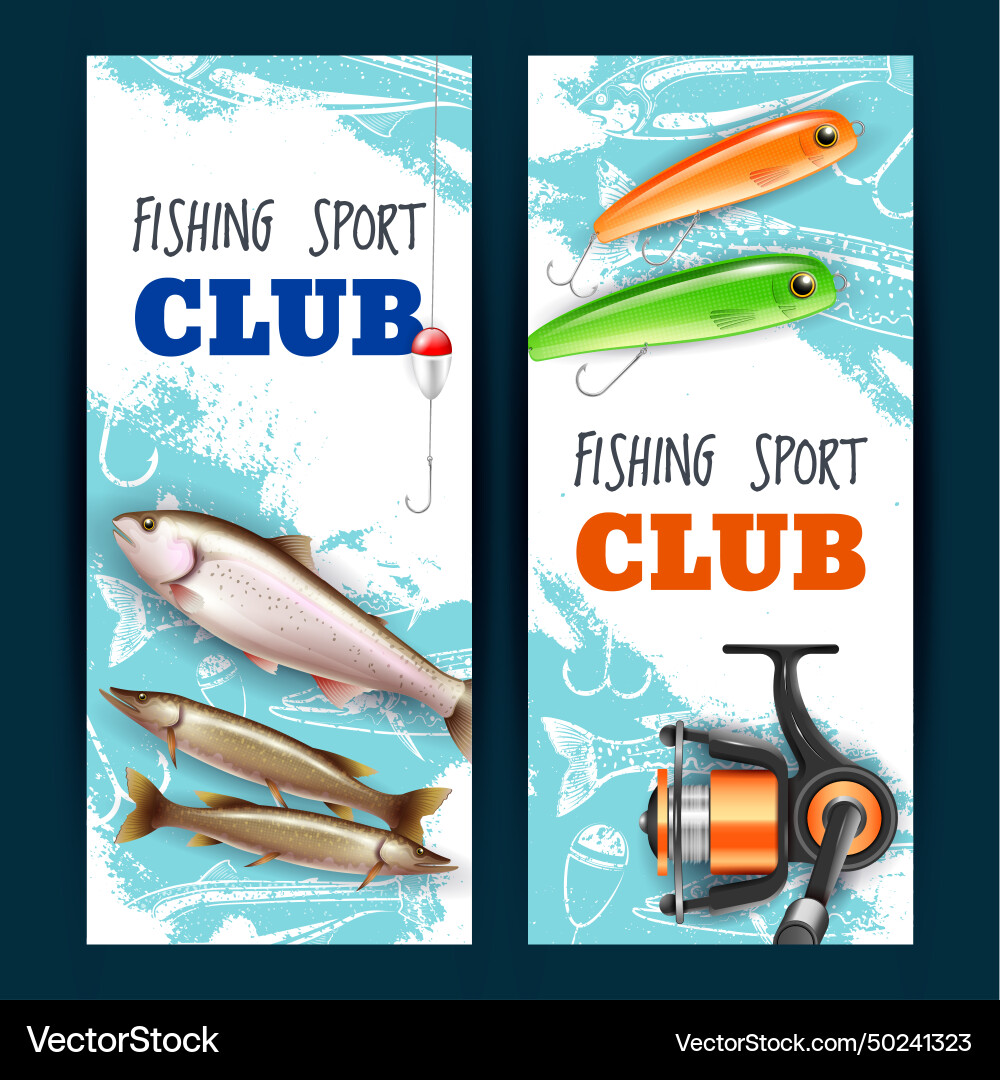Realistic fishing banners Royalty Free Vector Image