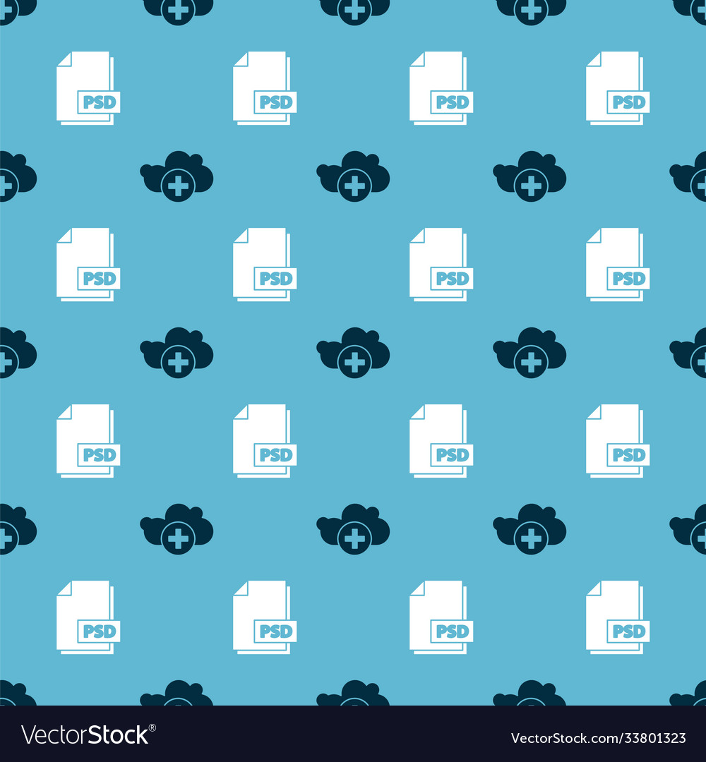 Set add cloud and psd file document on seamless Vector Image Set add cloud and psd file document on seamless Vector Image