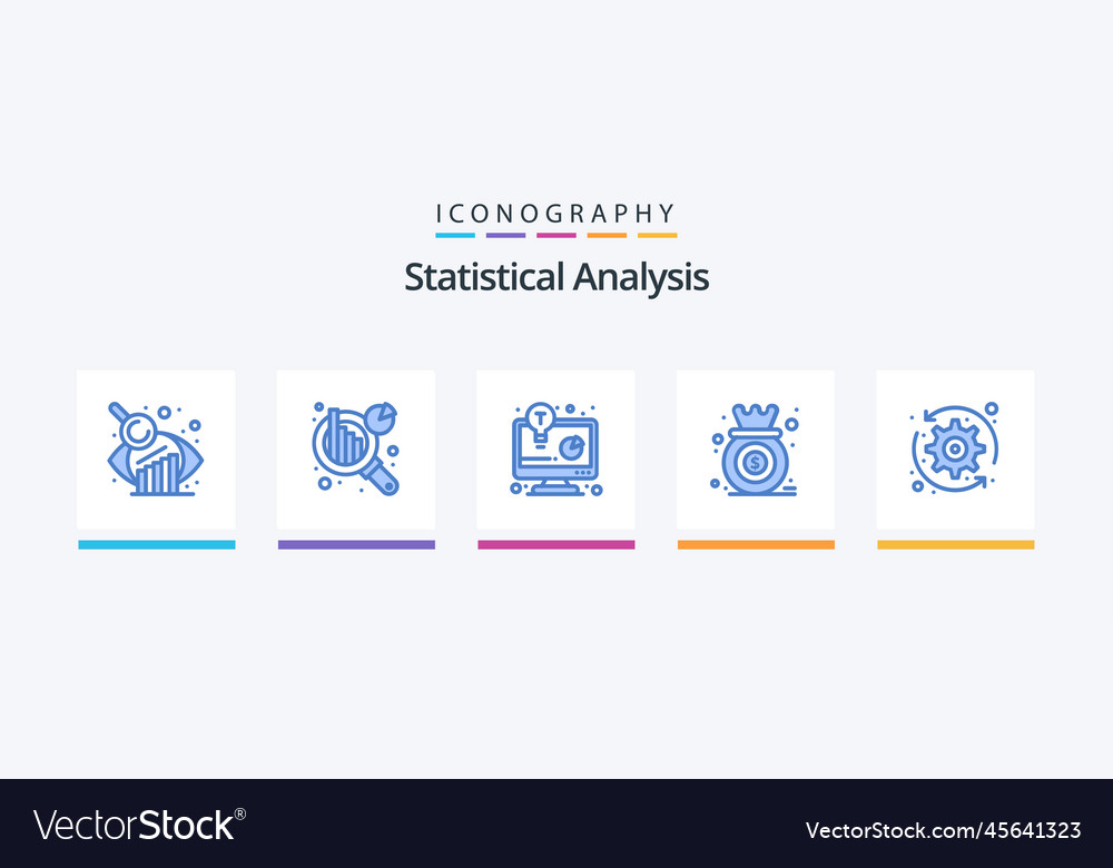 Statistical analysis blue 5 icon pack including Vector Image