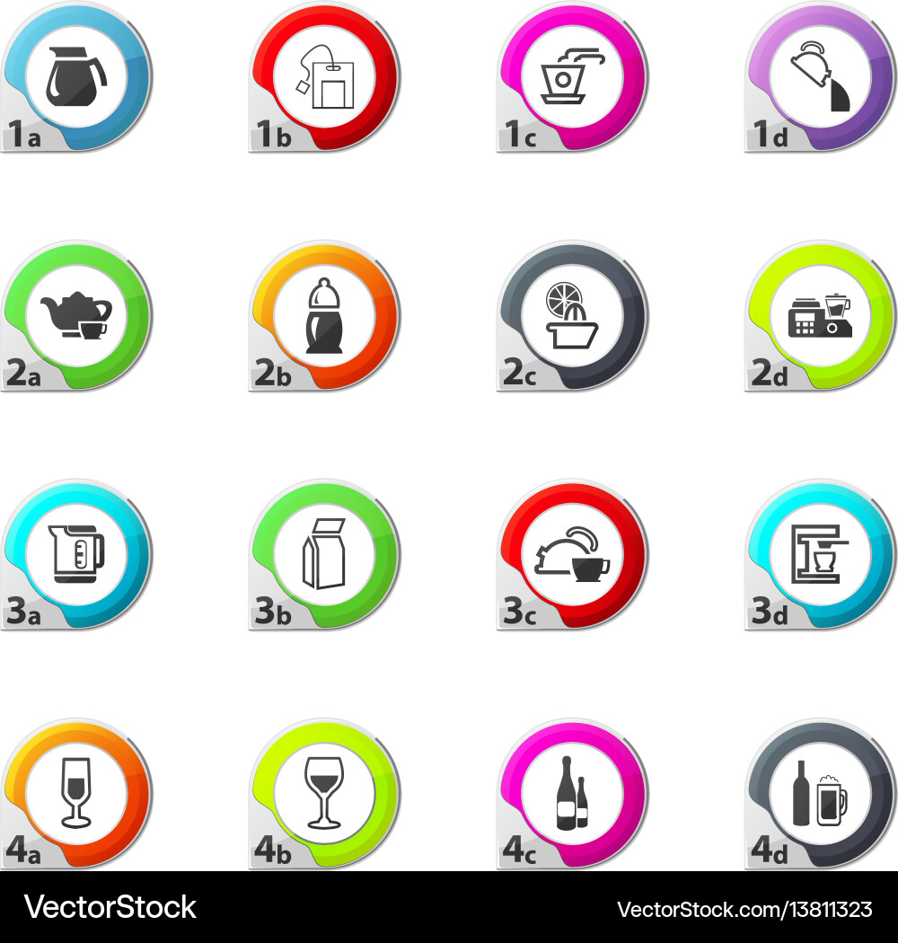 Utensils for the beverages icons set Royalty Free Vector