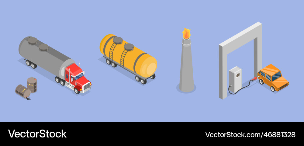 3d isometric flat set of gas Royalty Free Vector Image