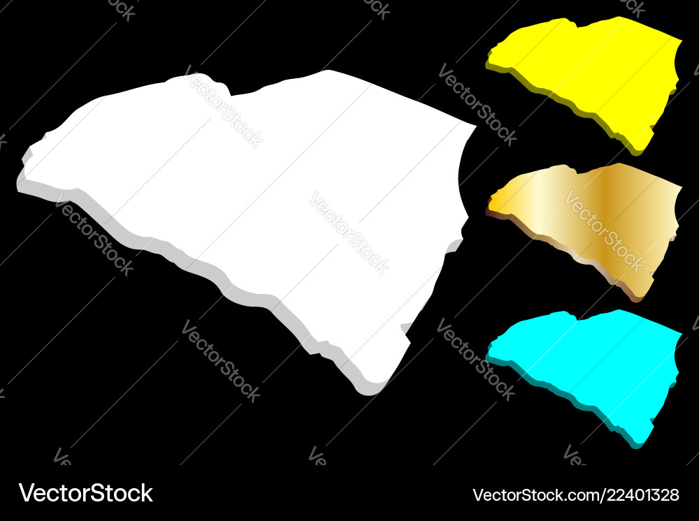 3d map of south carolina Royalty Free Vector Image