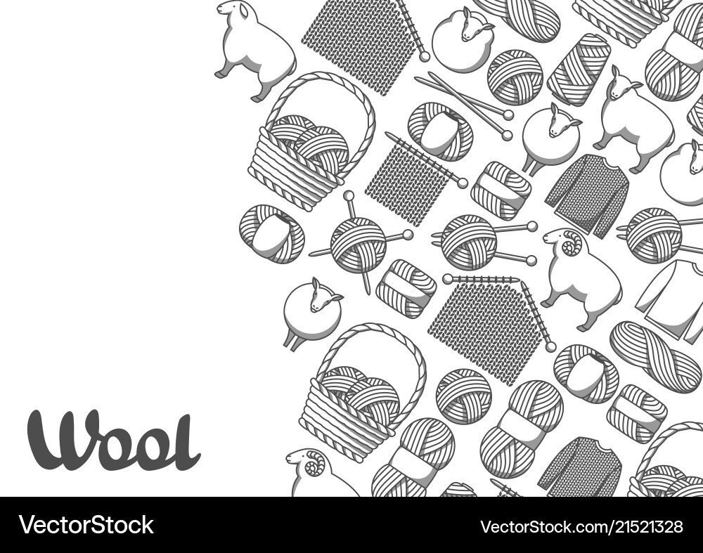 Background with wool items goods for hand made Vector Image