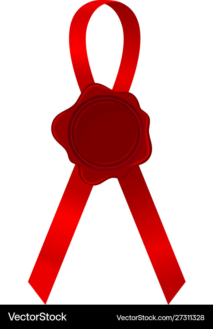 Badge from narrow bright red ribbon with empty Vector Image