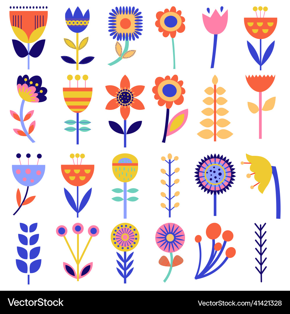 Beautiful set with flowers for decorative design Vector Image