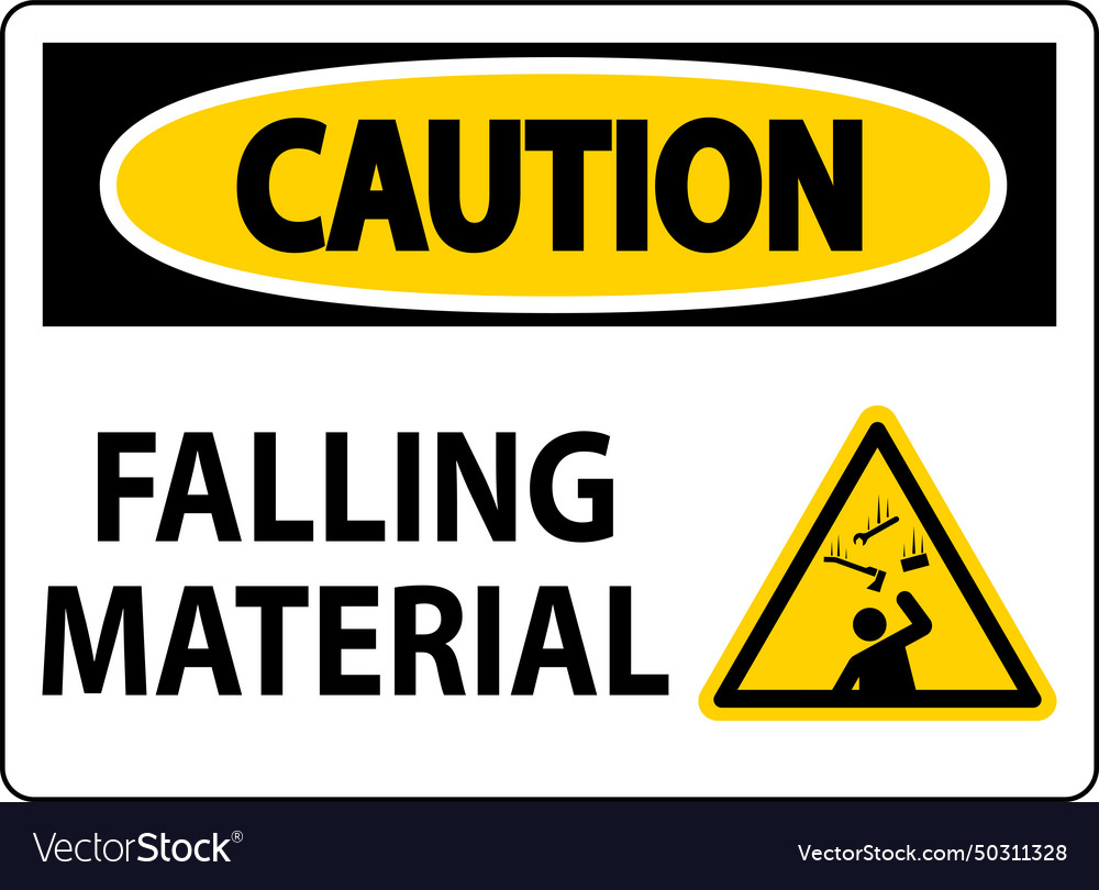 Caution sign falling material Royalty Free Vector Image