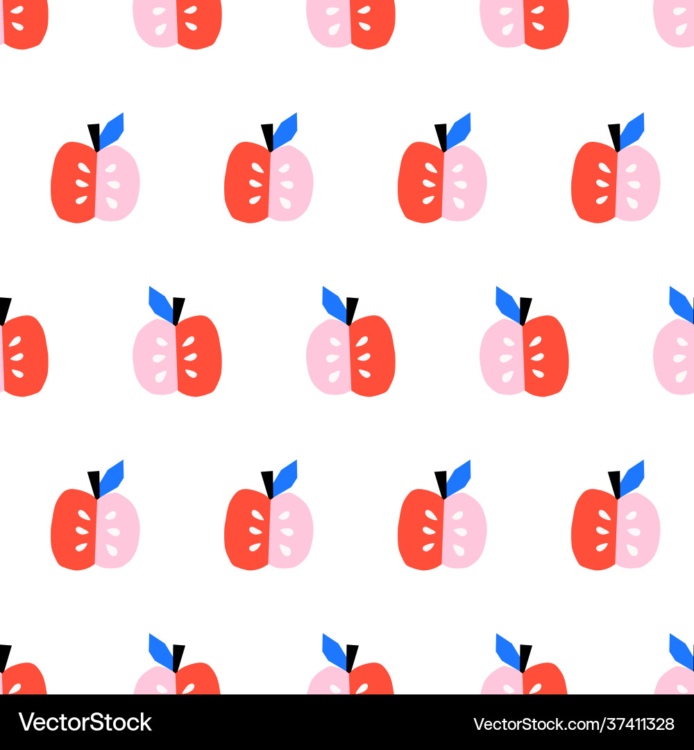 Cute apples seamless pattern repeating Royalty Free Vector