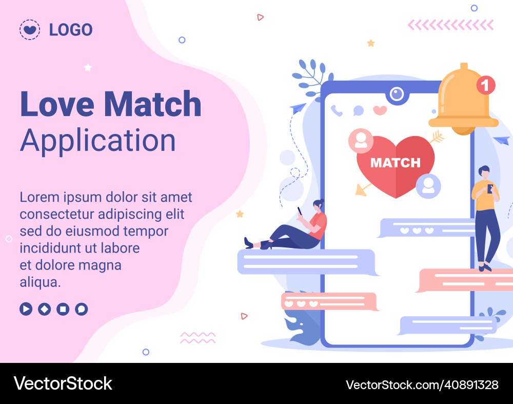 Dating app for a love match brochure template Vector Image
