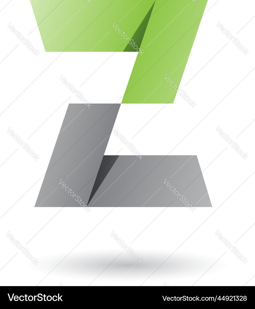 Green and grey folded paper letter z Royalty Free Vector