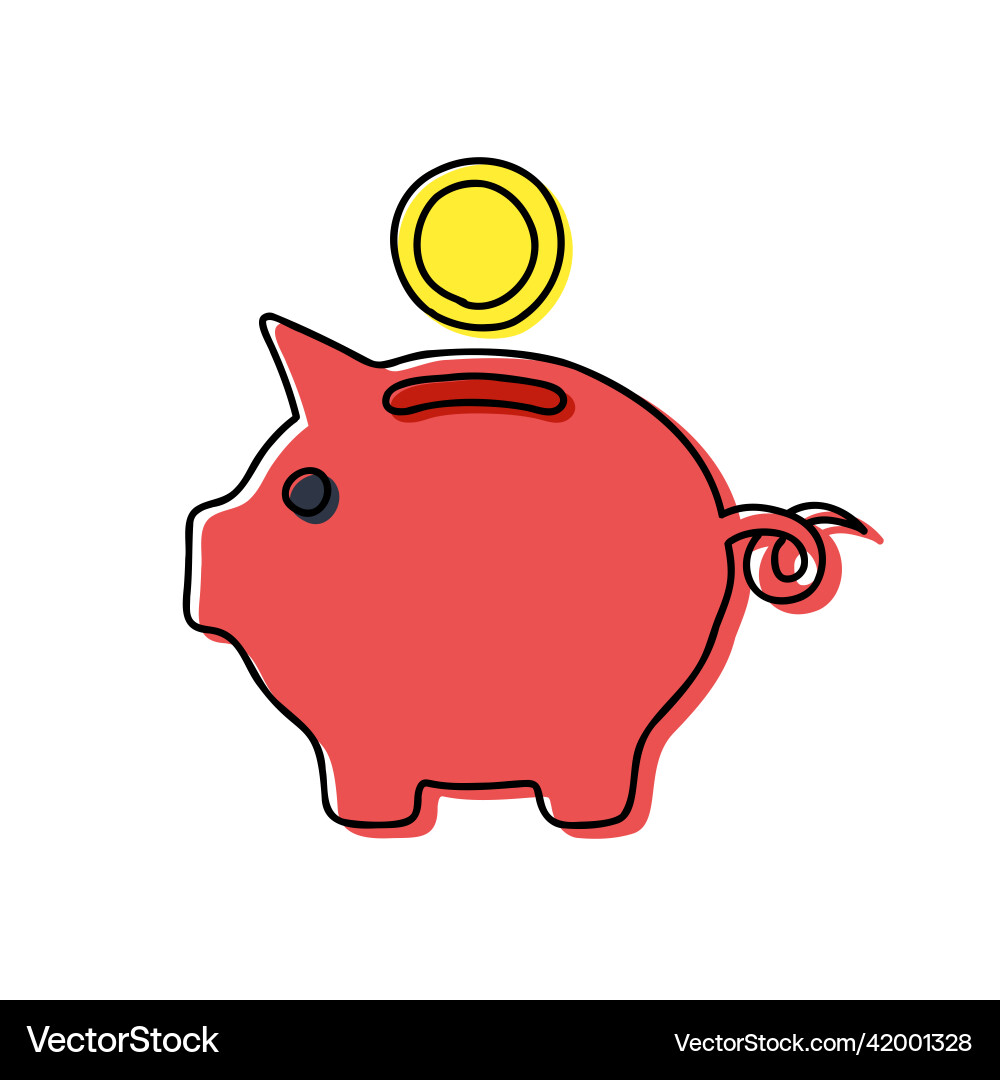 Hand drawn piggy bank Royalty Free Vector Image
