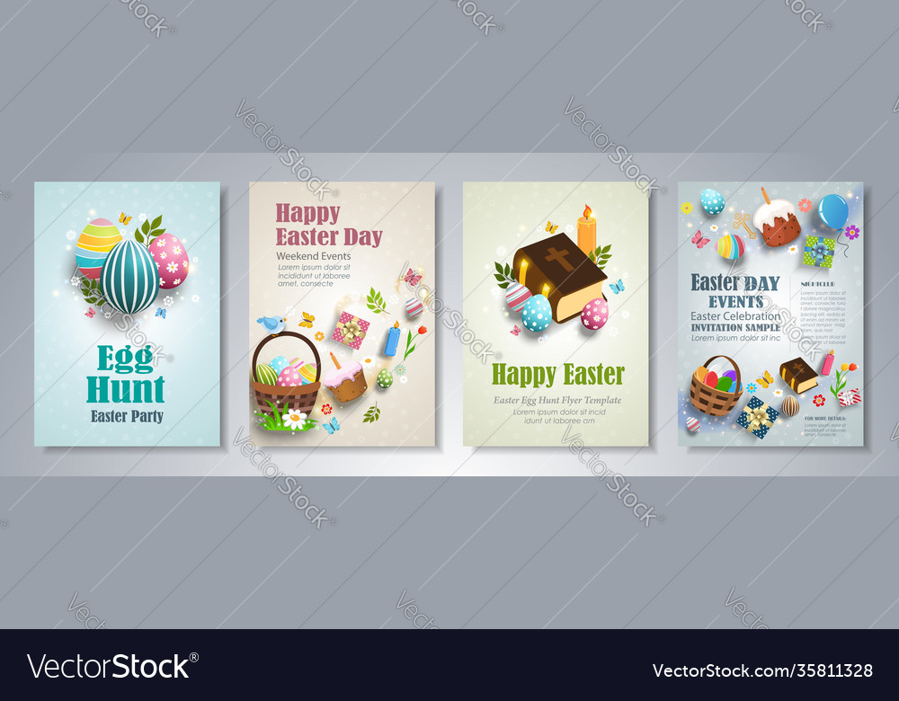 Happy easter flyer template Royalty Free Vector Image