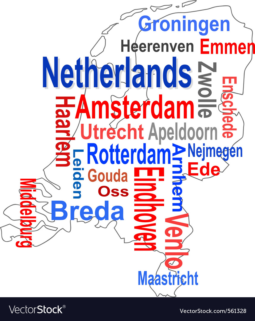 Holland map Royalty Free Vector Image - VectorStock