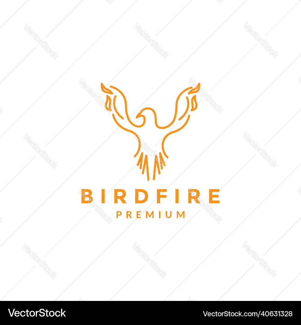 Line bird fly fire flame logo symbol icon graphic Vector Image