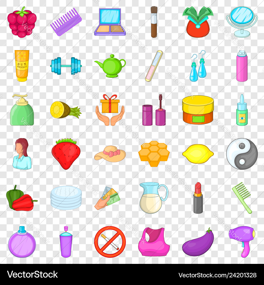 Product icons set cartoon style Royalty Free Vector Image
