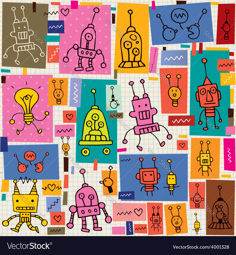 Robots pattern 5 Royalty Free Vector Image - VectorStock