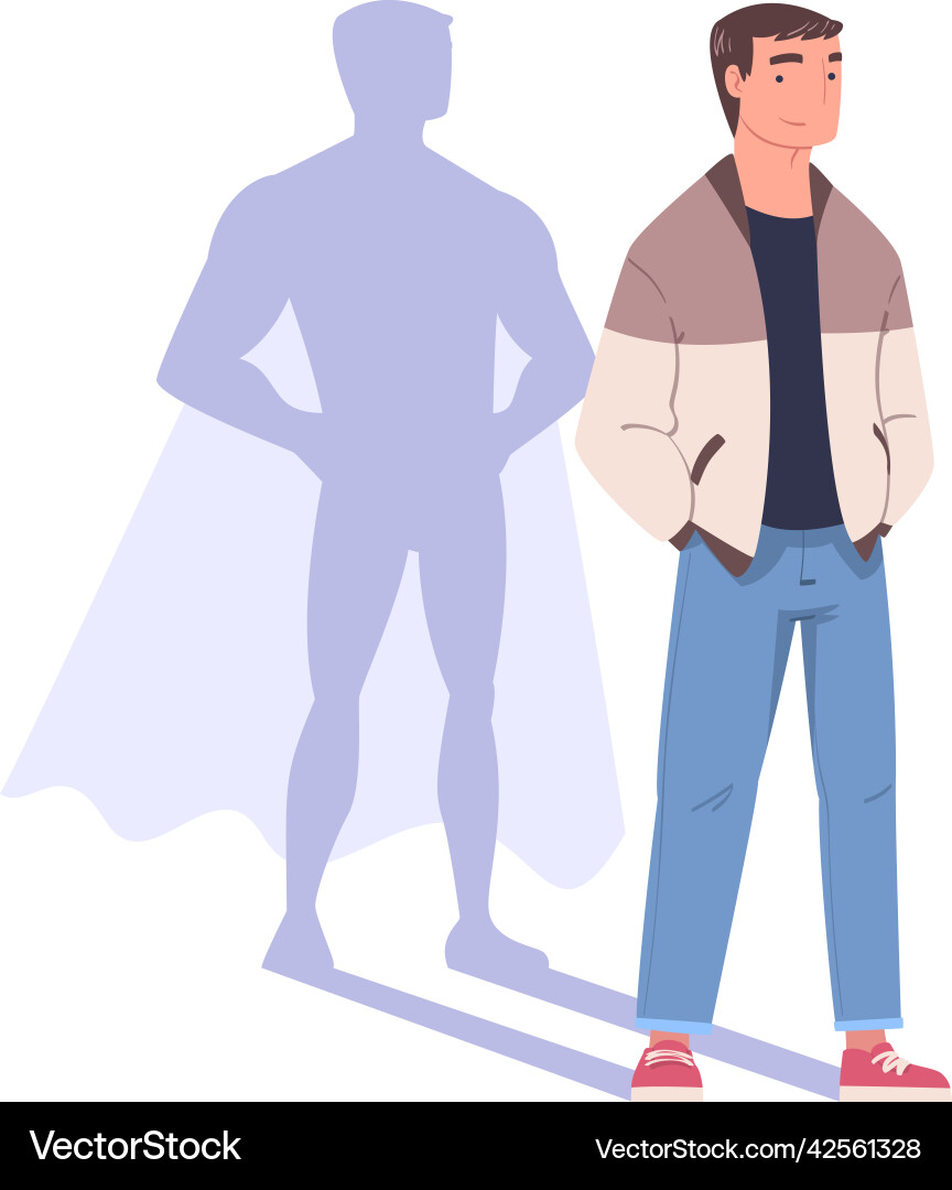 Shadow of man superhero character standing Vector Image
