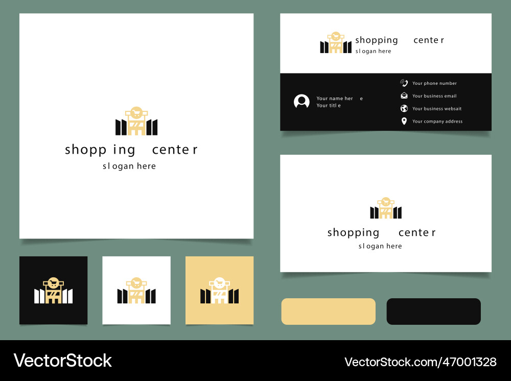 Shopping center logo design with editable slogan Vector Image