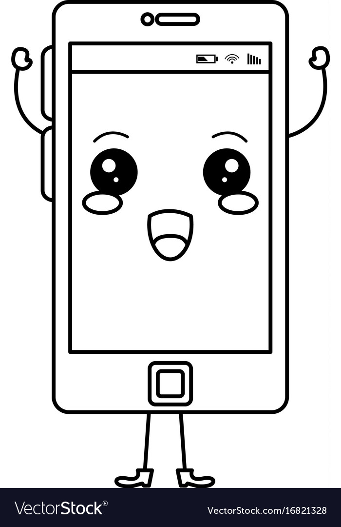 Smartphone device kawaii character Royalty Free Vector Image