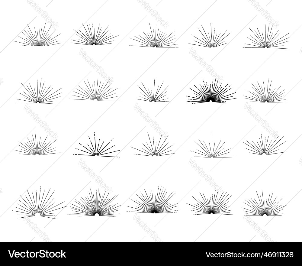 Sunburst cut elements set big collection of sun Vector Image
