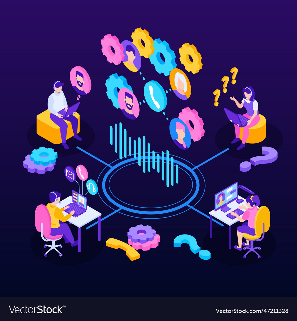 Tech support connection composition Royalty Free Vector