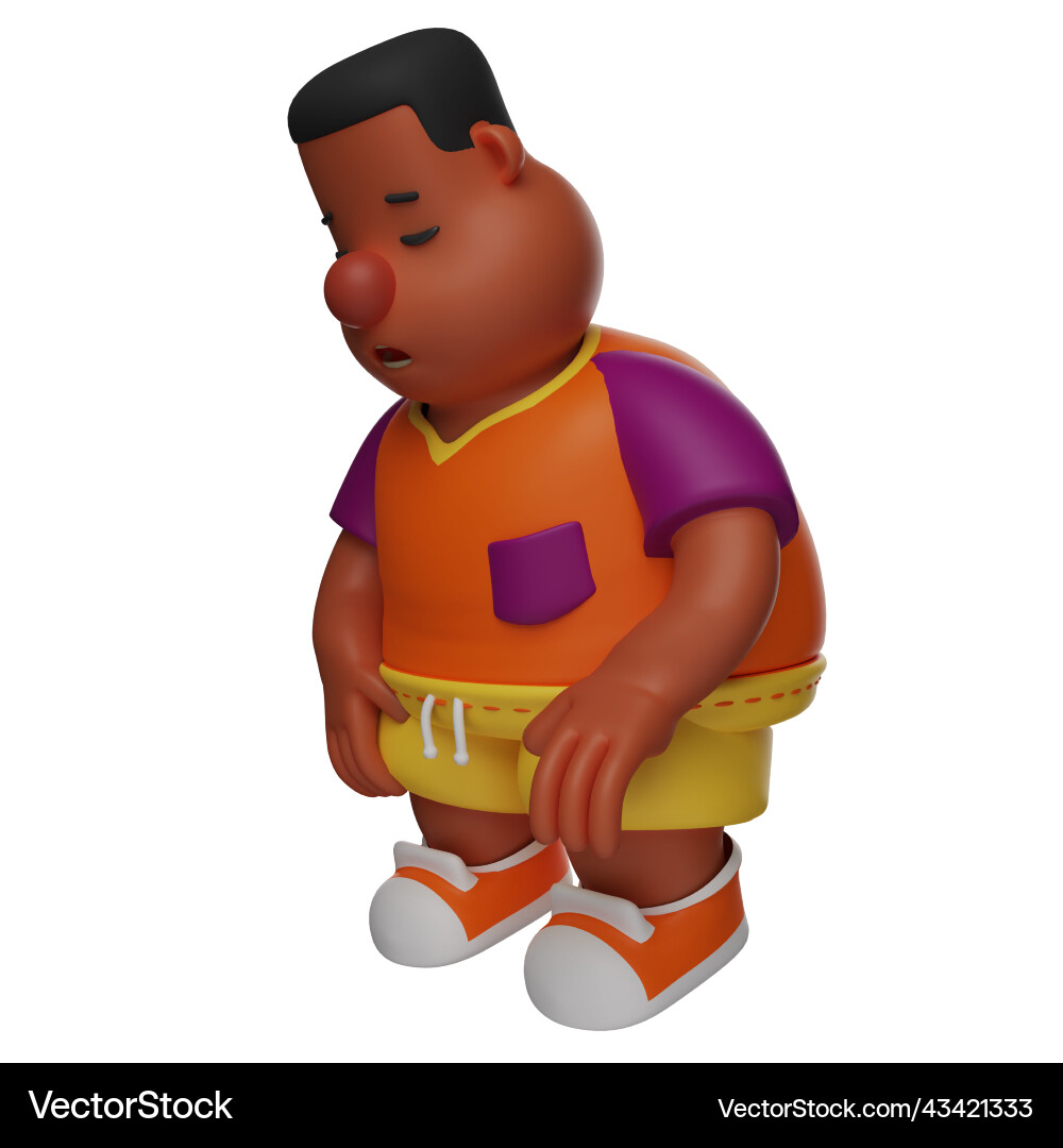 3d big boy cartoon on sleepy Royalty Free Vector Image