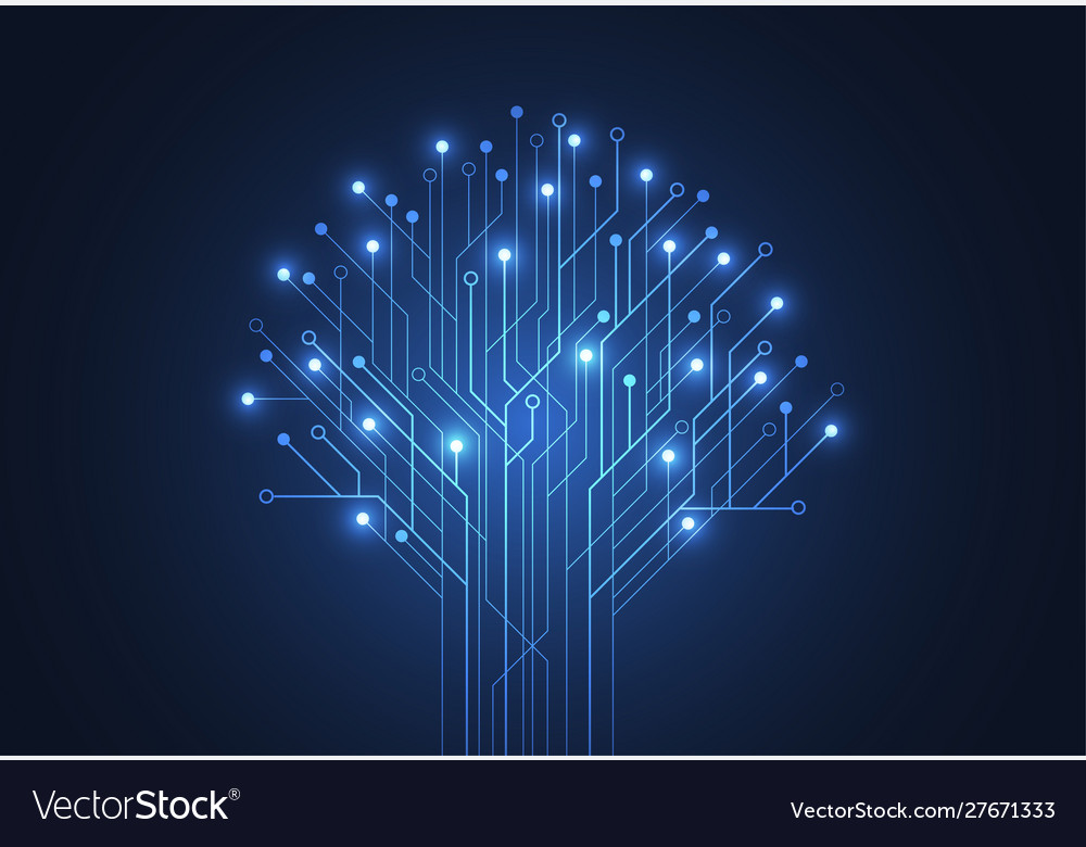 Abstract background with technology tree circuit Vector Image