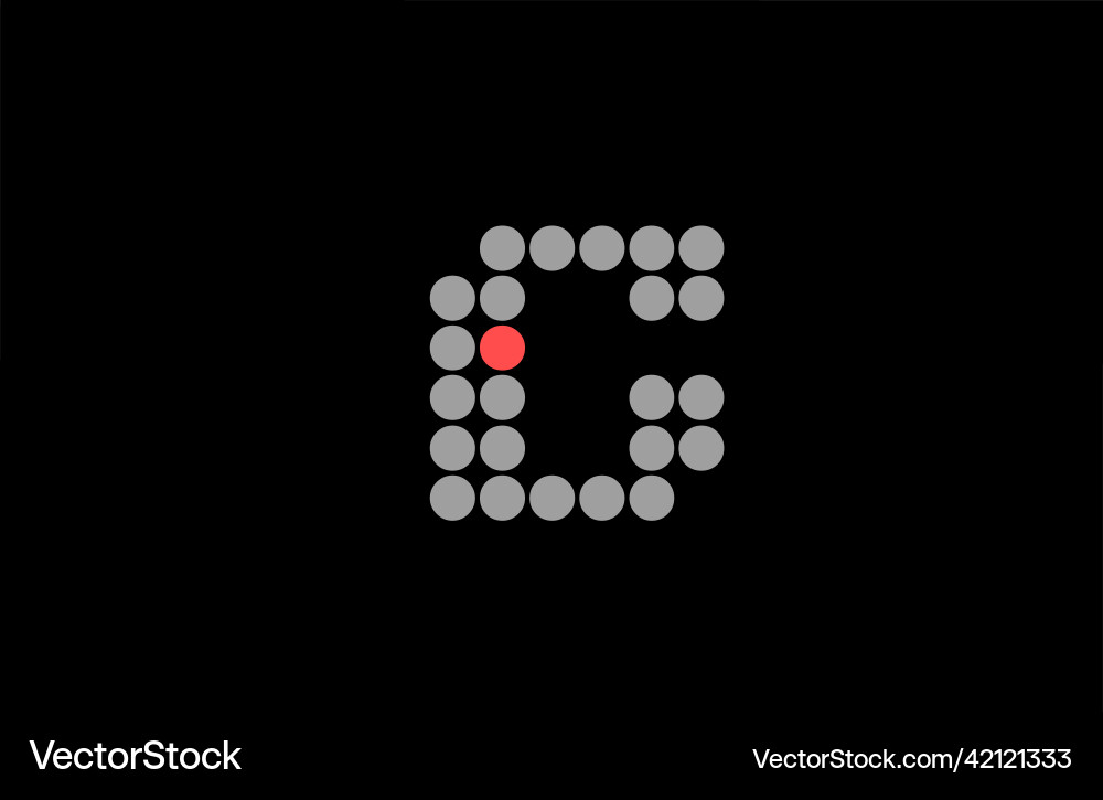 C dotted red grey alphabet letter icon logo Vector Image